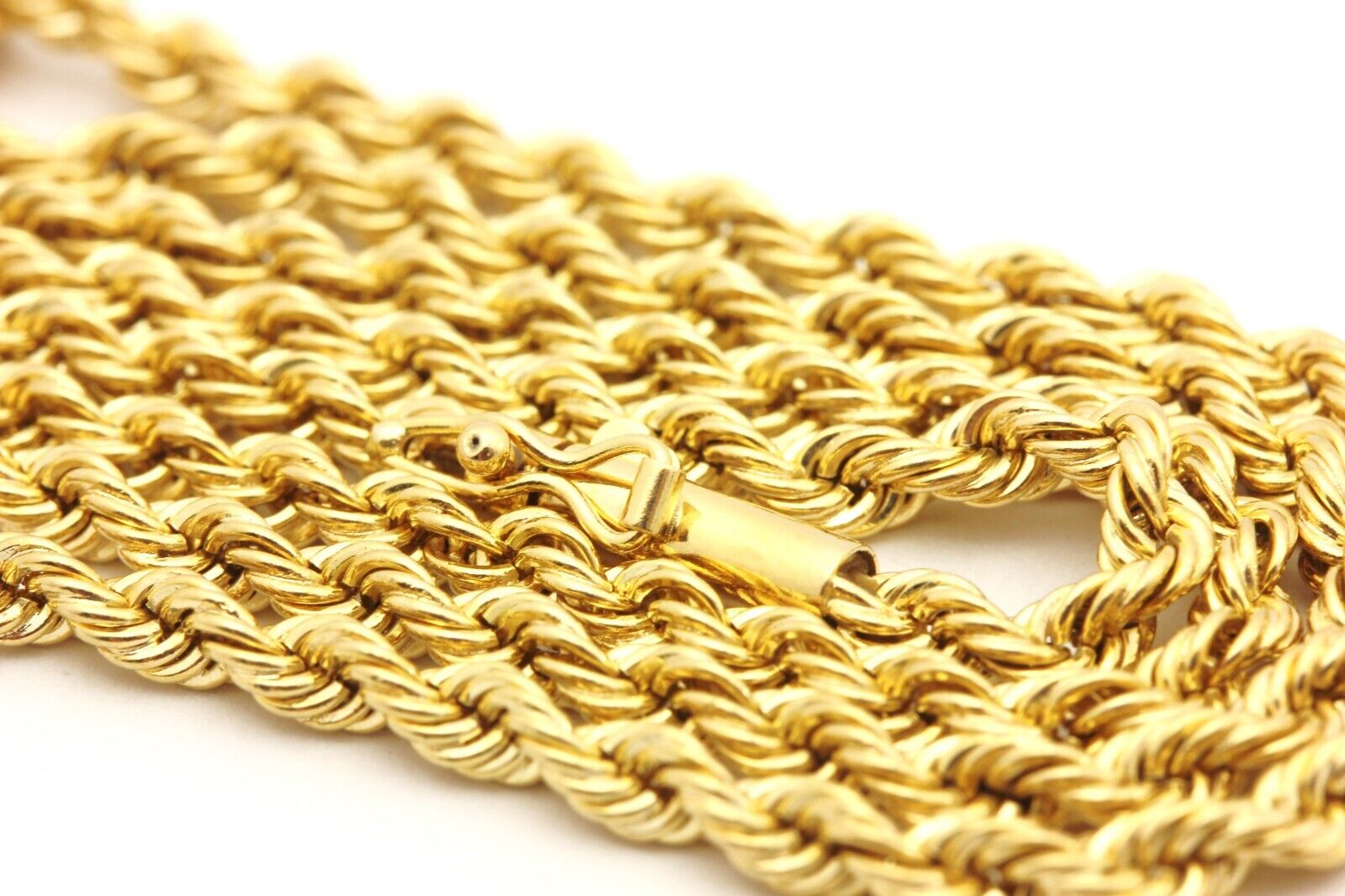 14k yellow gold rope chain necklace tab clasp 20 inch 3mm 16.81g vinta ...